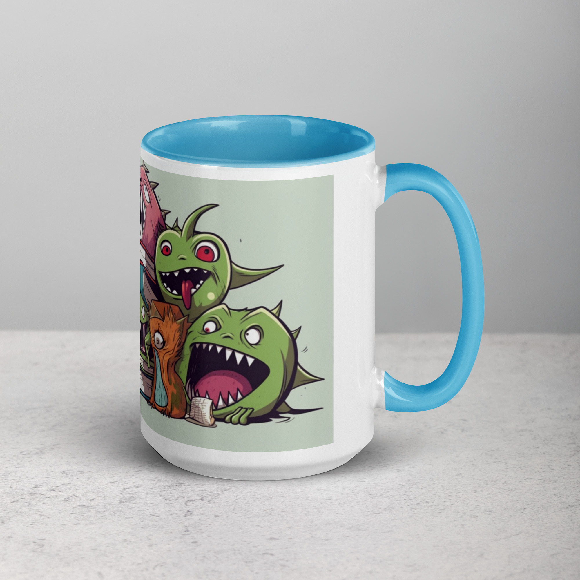 Coffee and Books Monster Mug with Teal Color Inside – Zinetastic ...